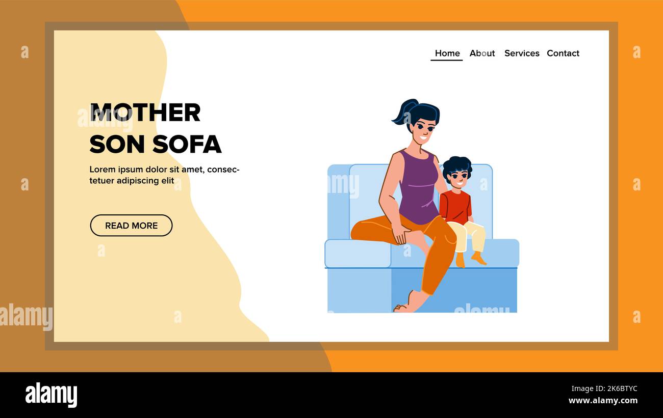 mother son sofa vector Stock Vector Image & Art - Alamy