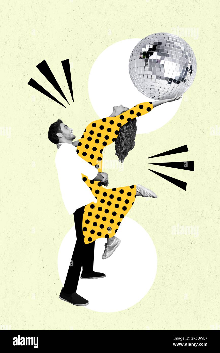 Photo cartoon comics sketch picture of charming lady guy dancing ...