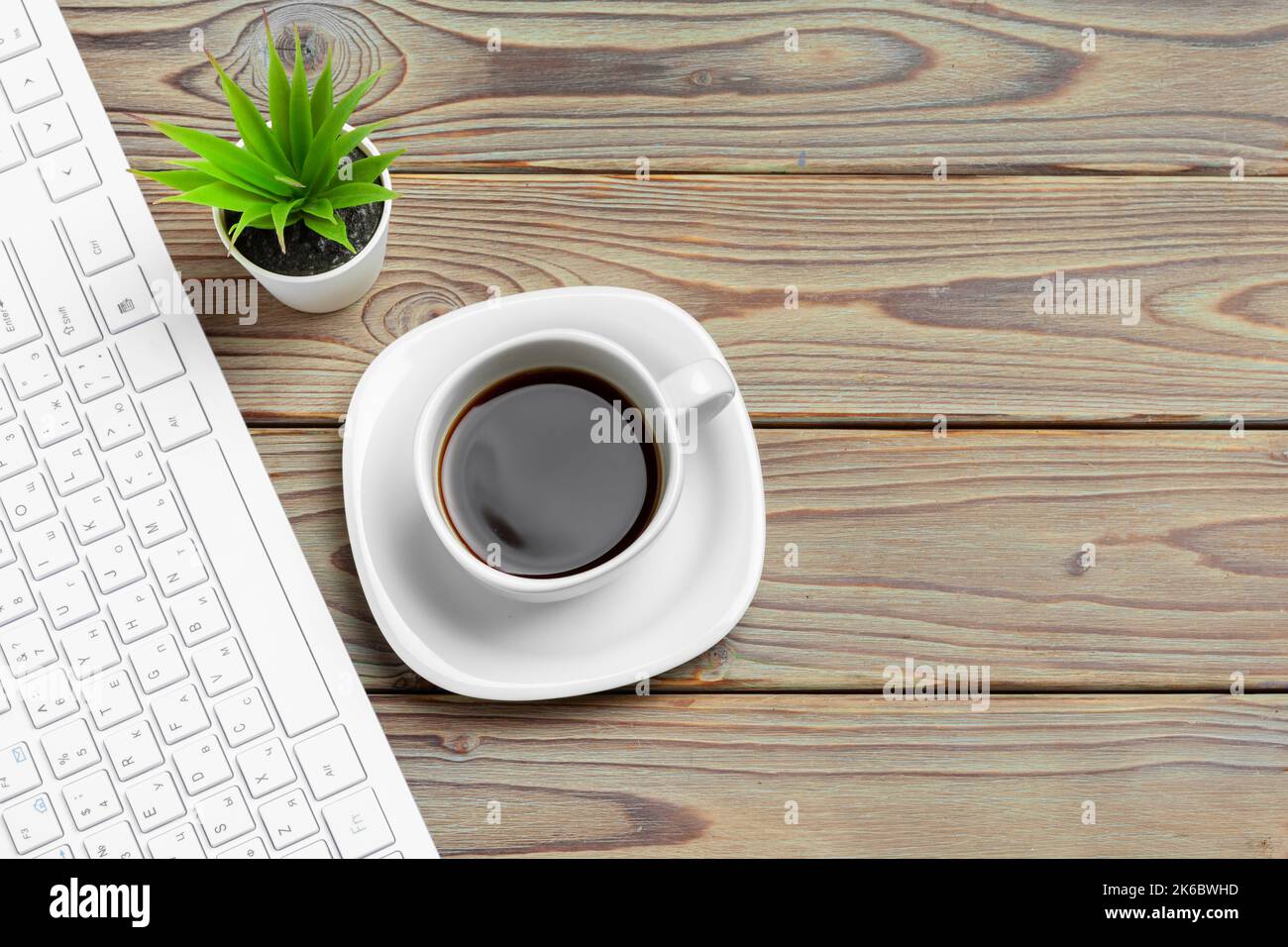 Stylish workspace with desktop computer, office supplies at office ...