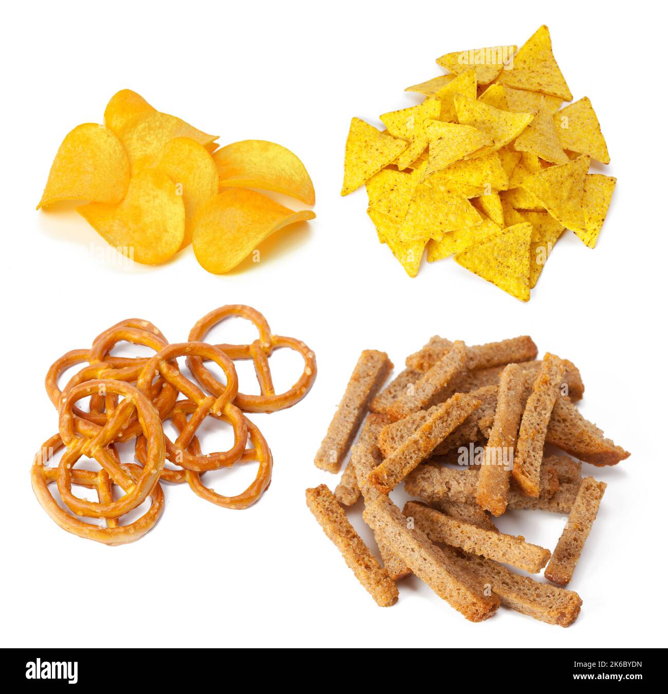Snack collection isolated on white background collage Stock Photo - Alamy