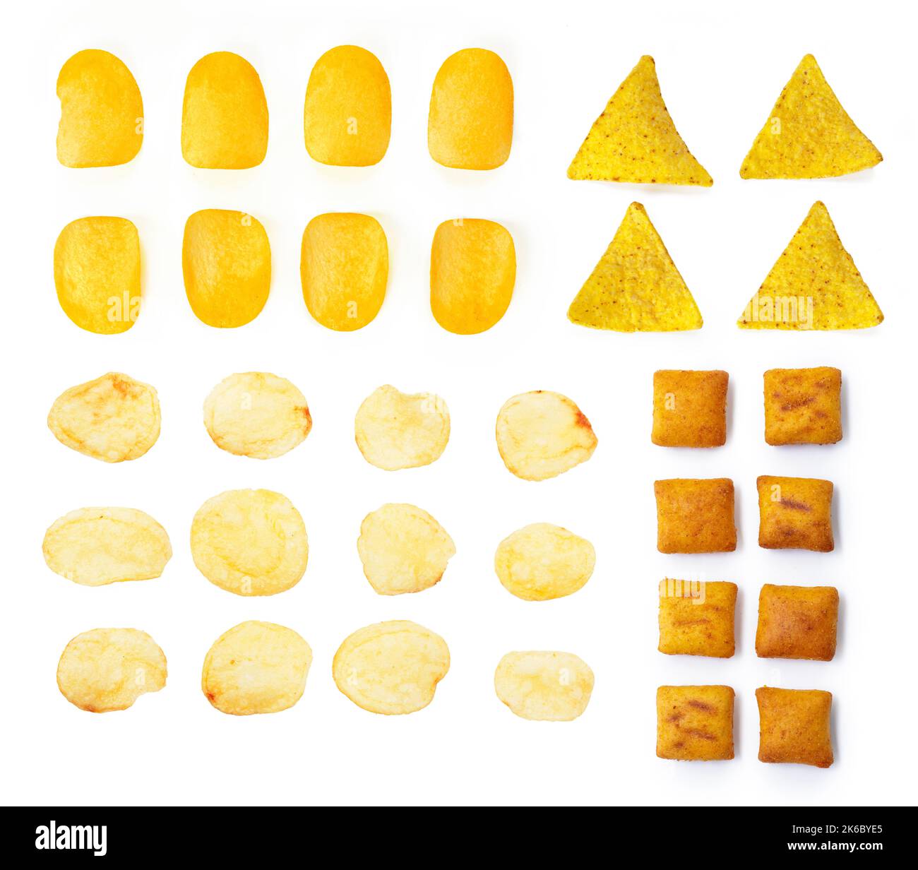 Snack collection isolated on white background collage Stock Photo - Alamy