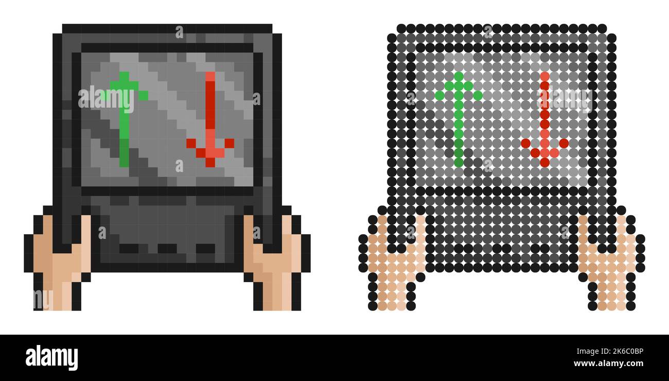 Pixel icon. Sports match referee hand showing electronic scoreboard for ...