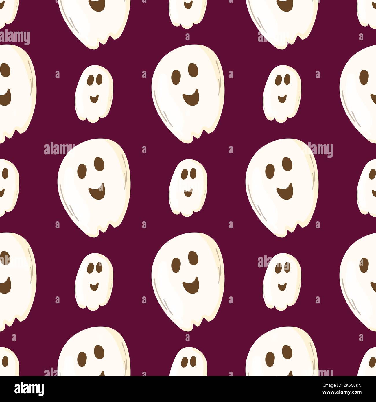 Haloween cute ghosts seamless pattern. Background with simple spooky character or smily ghostly ...