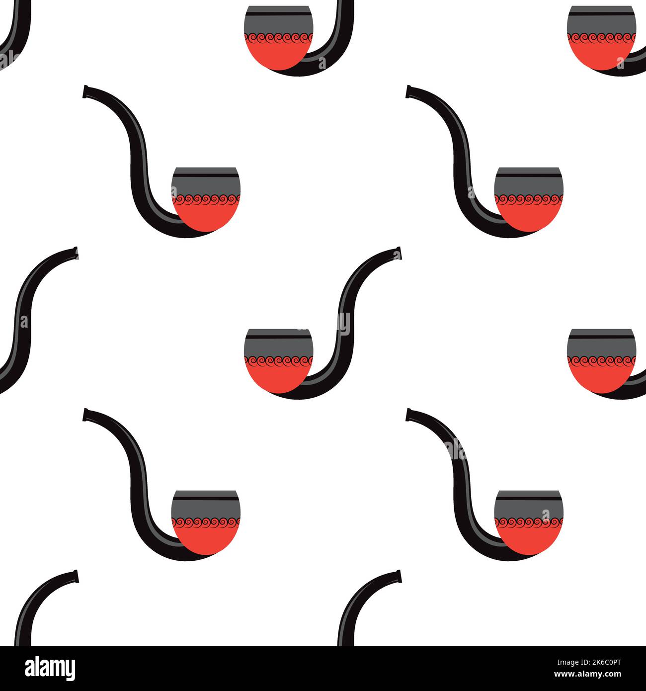 Wooden Smoking Pipe Silhouette Seamless Pattern Isolated on White ...