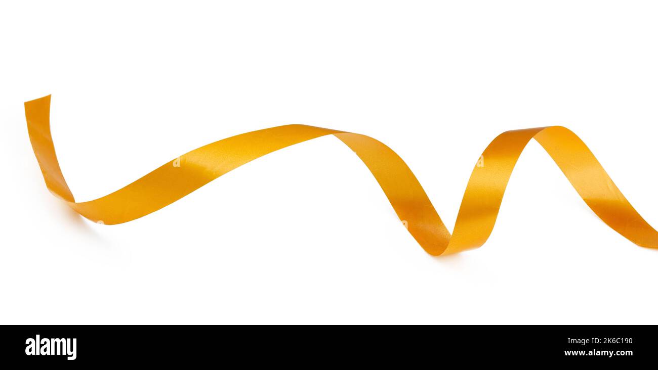 Satin golden ribbon isolated on white background Stock Photo - Alamy
