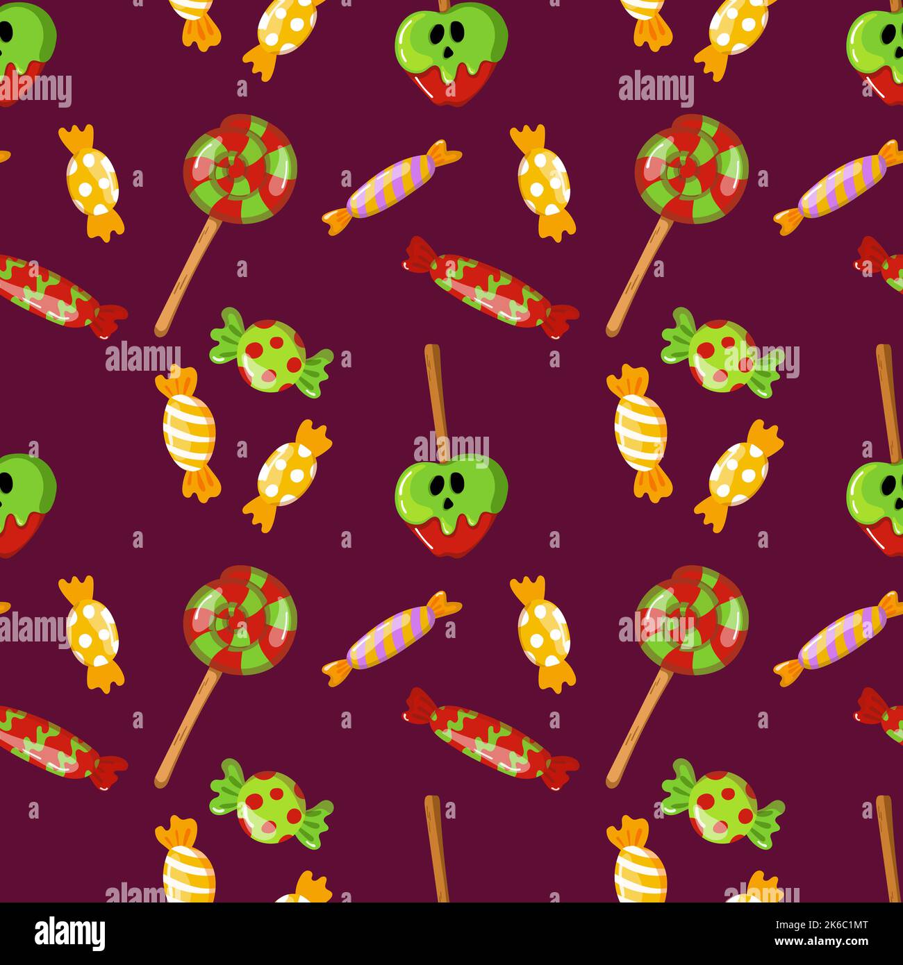 Sweet Halloween candy seamless pattern. Trick or treat background ...