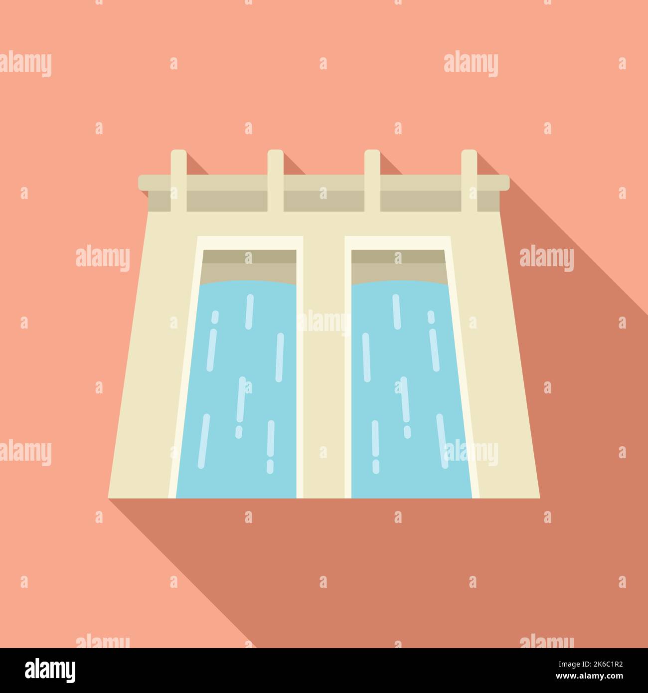 Hydro plant icon flat vector. Electric turbine. Station dam Stock ...