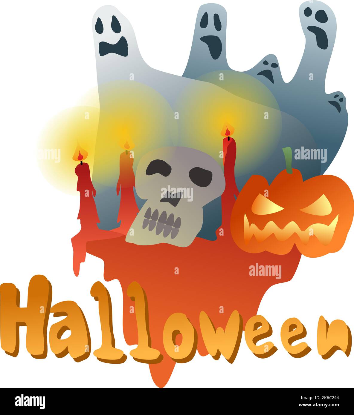 Halloween with ghosts and pumpkin Stock Photo - Alamy
