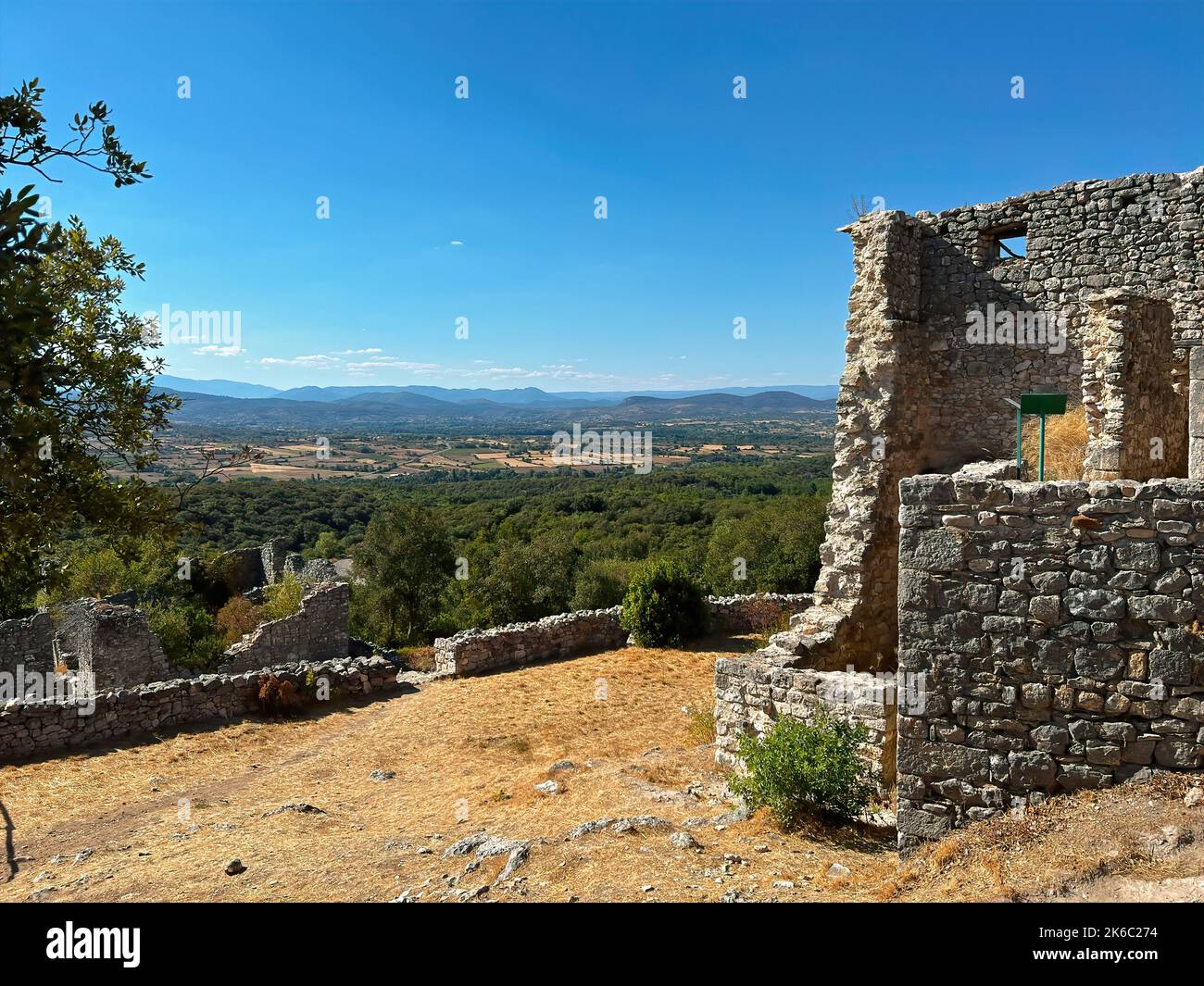 The view of the green hills and mountains from the ruins of the old ...