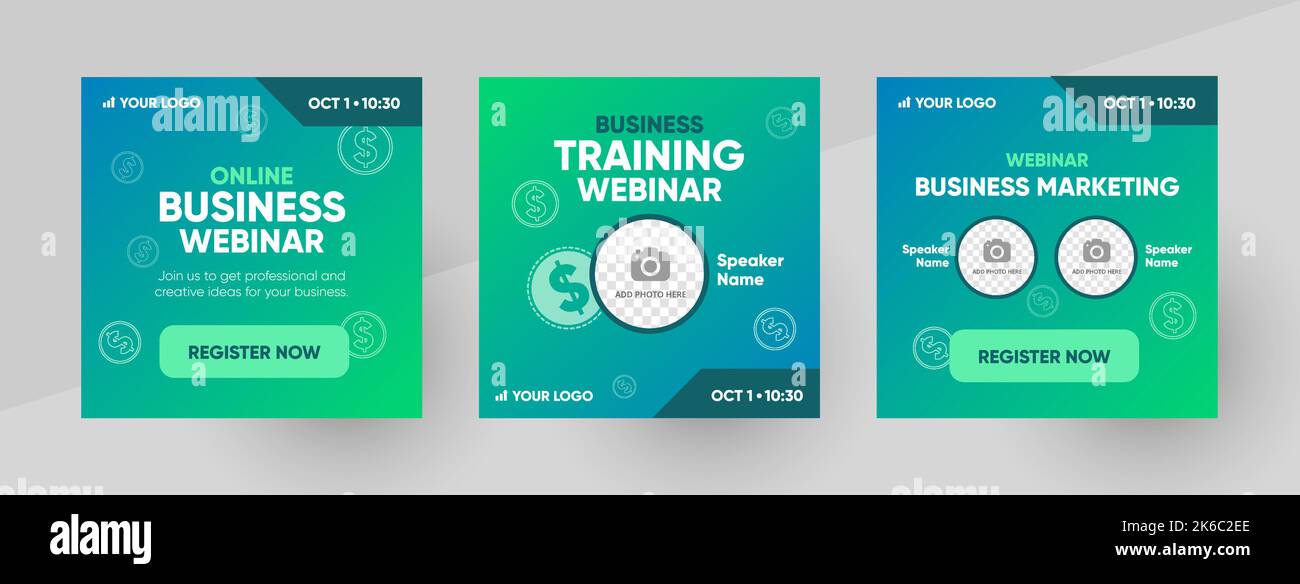 Business marketing training webinar social media post template ...