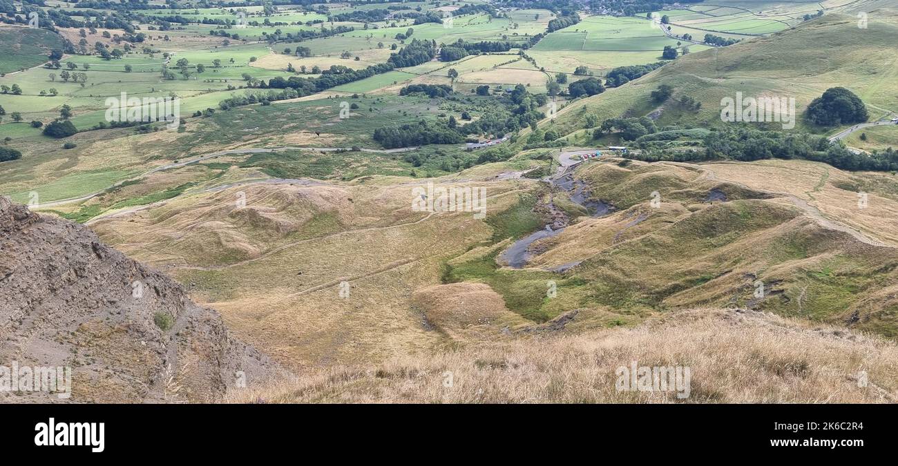 The view of the highland with green vegetation. Countryside summer ...