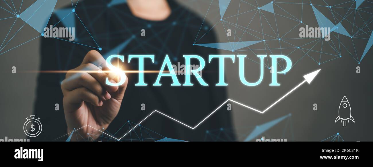 Startup business design concept, bussinesswoman touching darts aiming ...