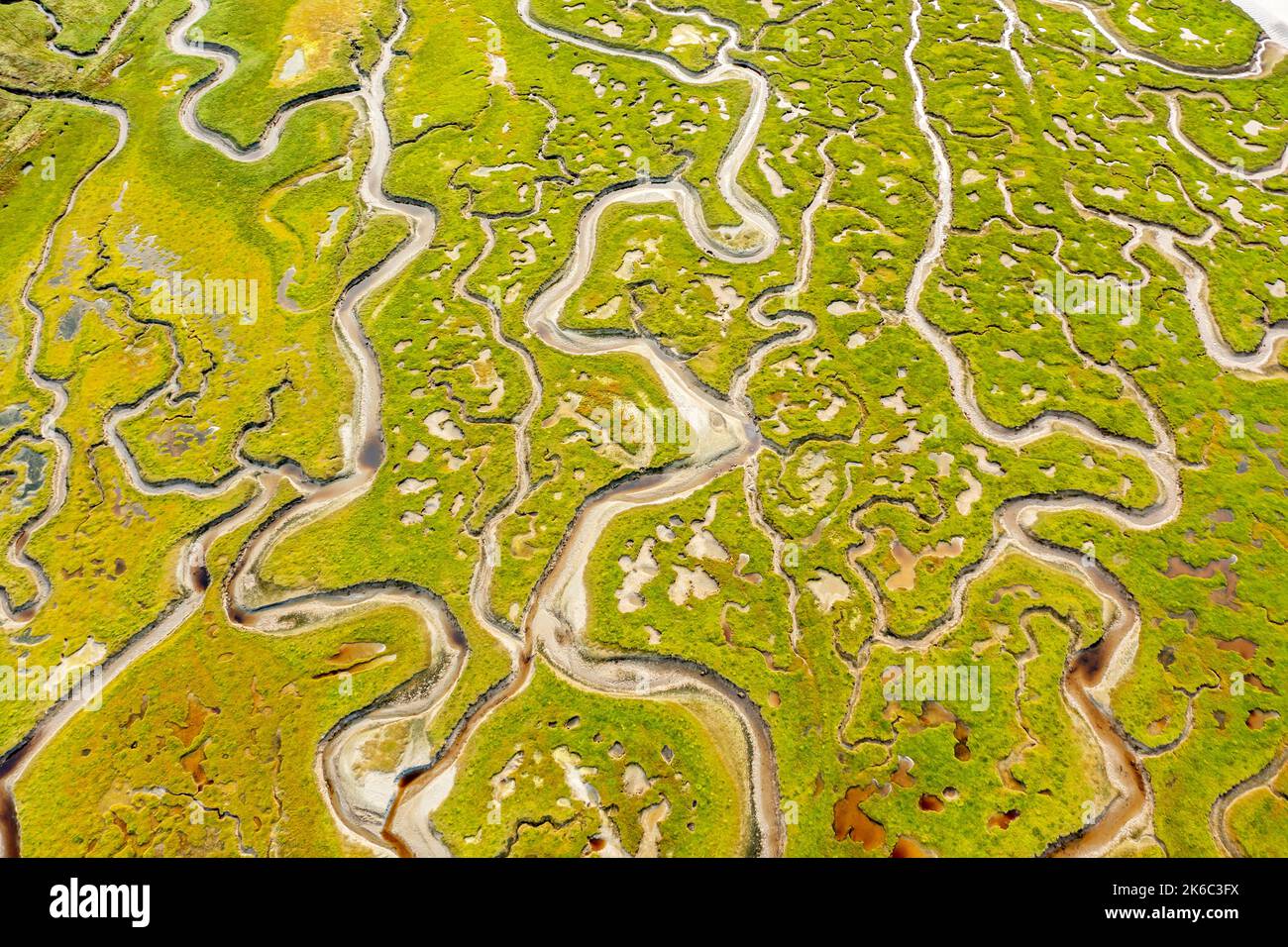 Aerial view of the Salt Marsh at Ards Forest Park in County Donegal ...