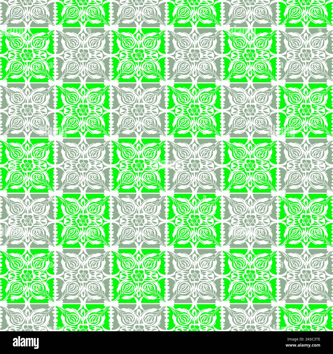 Seamless vector line art pattern made of flowers checkerboard effect ...