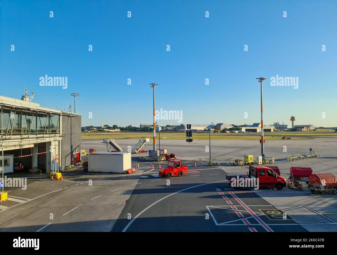 An airplane landed in the Hamburg Helmut Schmidt Airport, Germany Stock ...