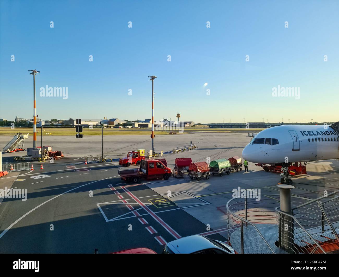An airplane landed in the Hamburg Helmut Schmidt Airport, Germany Stock ...