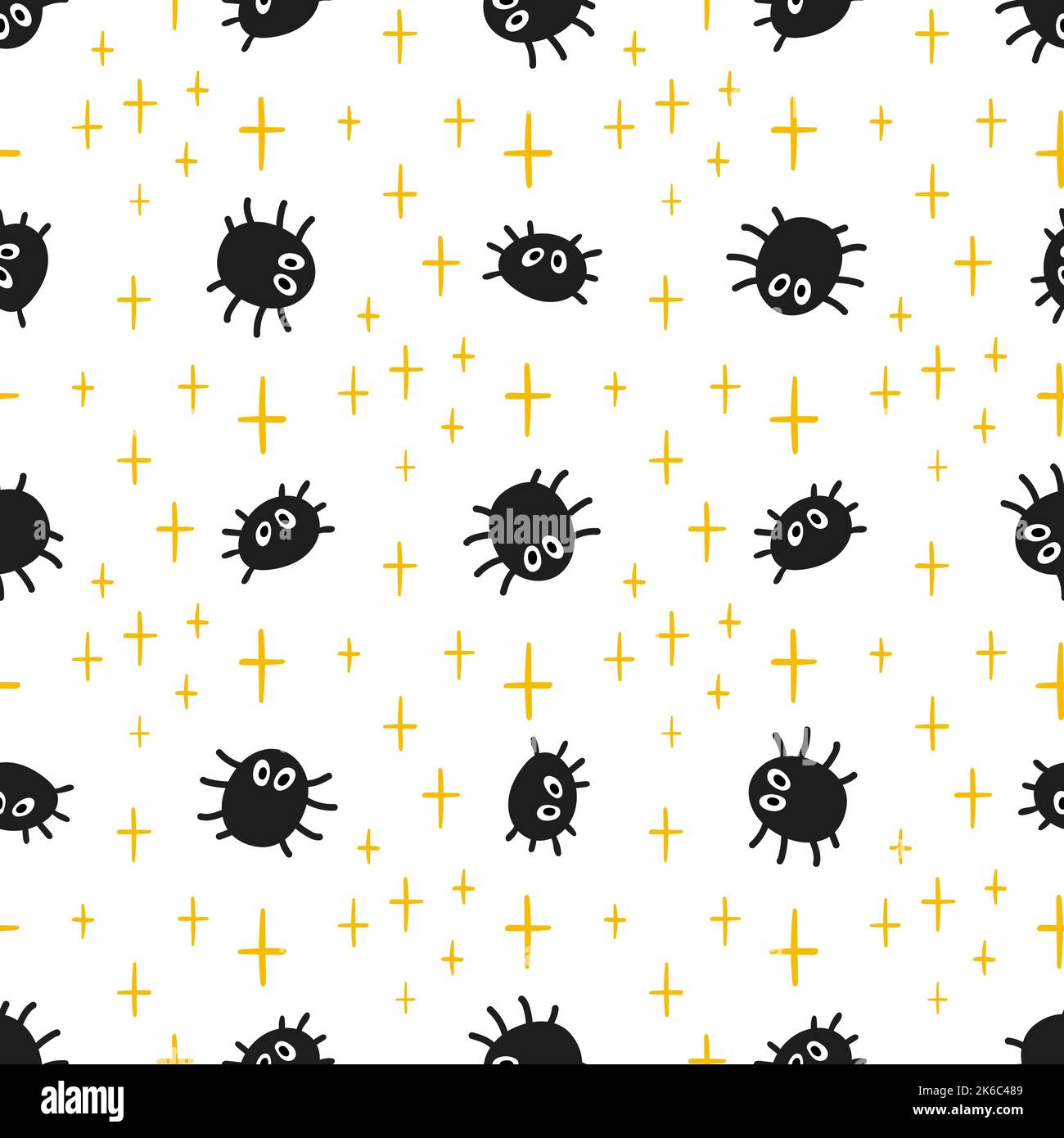 Cute Halloween seamless pattern with spiders. Trick or treat background ...