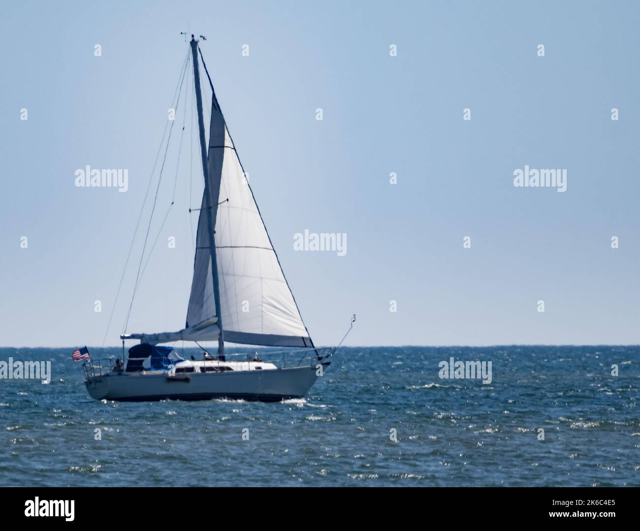 A scenic view of a sailing boat on Lake Michigan on a sunny day Stock ...