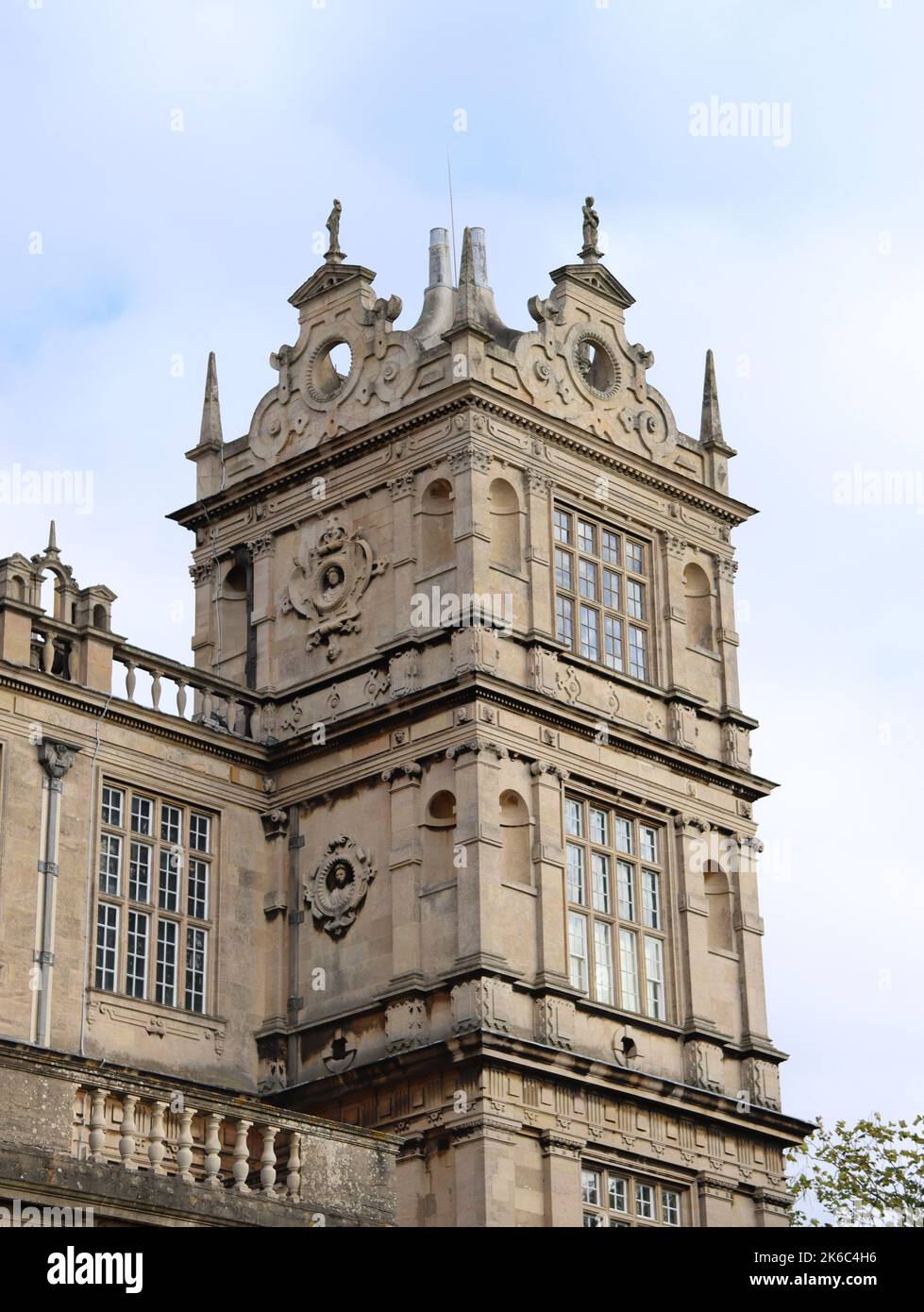 A vertical the tower of Wollaton Hall in Nottingham, England Stock ...