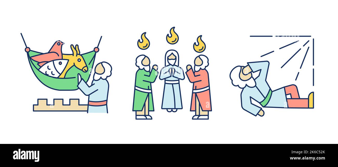 Christianity biblical characters RGB color icons set Stock Vector Image ...