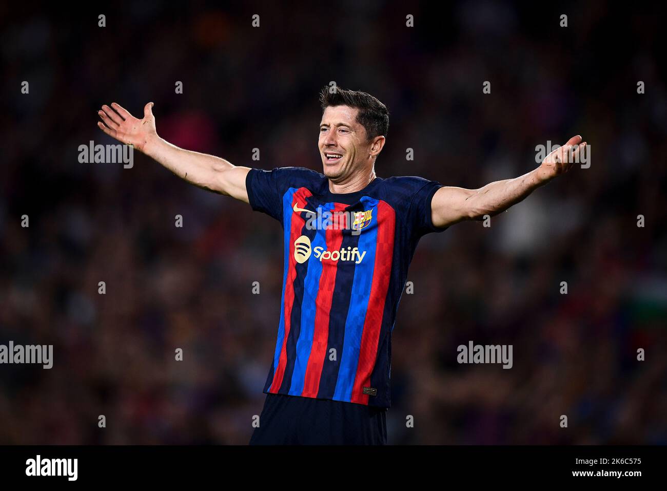 Barcelona, Spain. 12 October 2022. Robert Lewandowski of FC Barcelona ...