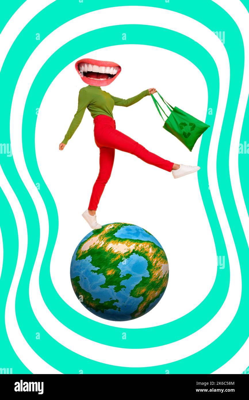 Creative photo 3d collage poster artwork of weird strange person big ...