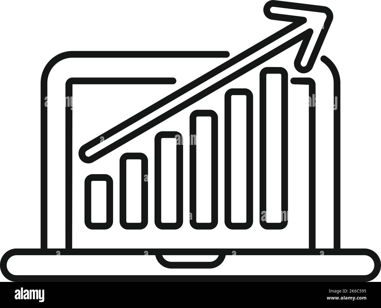 Laptop graph development icon outline vector. Sustainable development ...