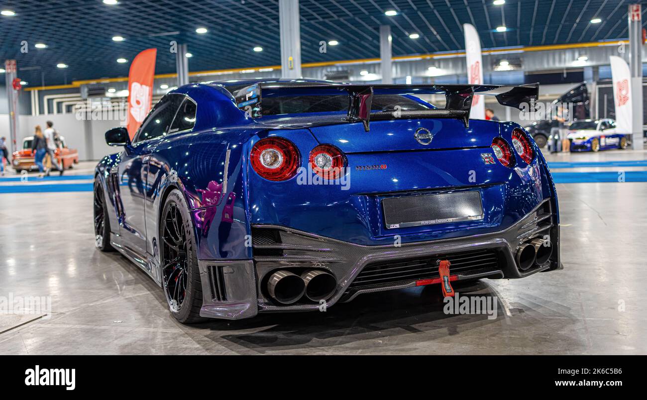 A blue Nissan GTR R35 during DAY1 World of Cars Stock Photo - Alamy