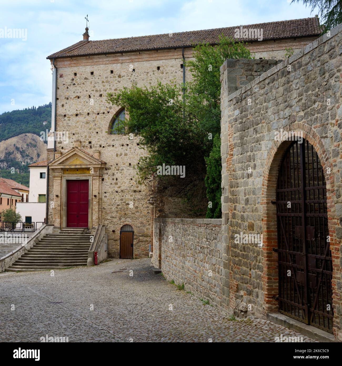 Exterior of historic buildings at Monselice, Padua province, Veneto ...