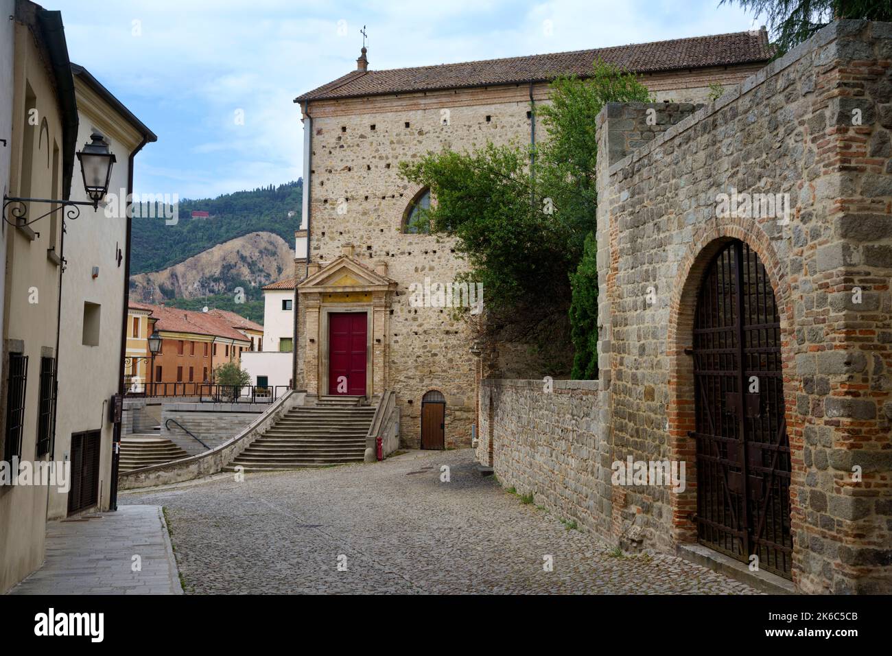 Exterior of historic buildings at Monselice, Padua province, Veneto ...
