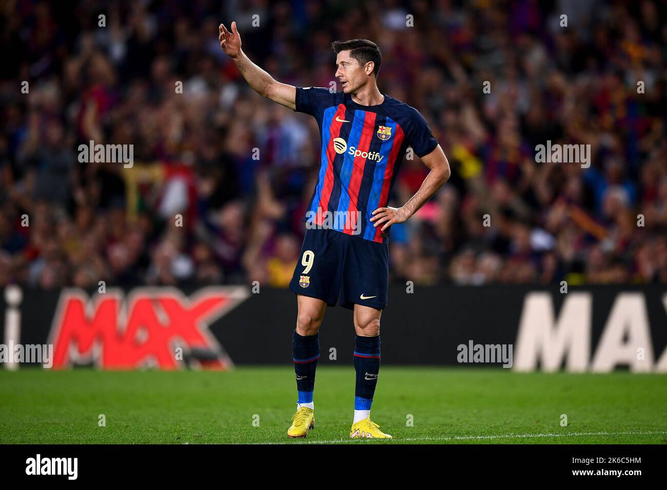 Barcelona, Spain. 12 October 2022. Robert Lewandowski of FC Barcelona ...