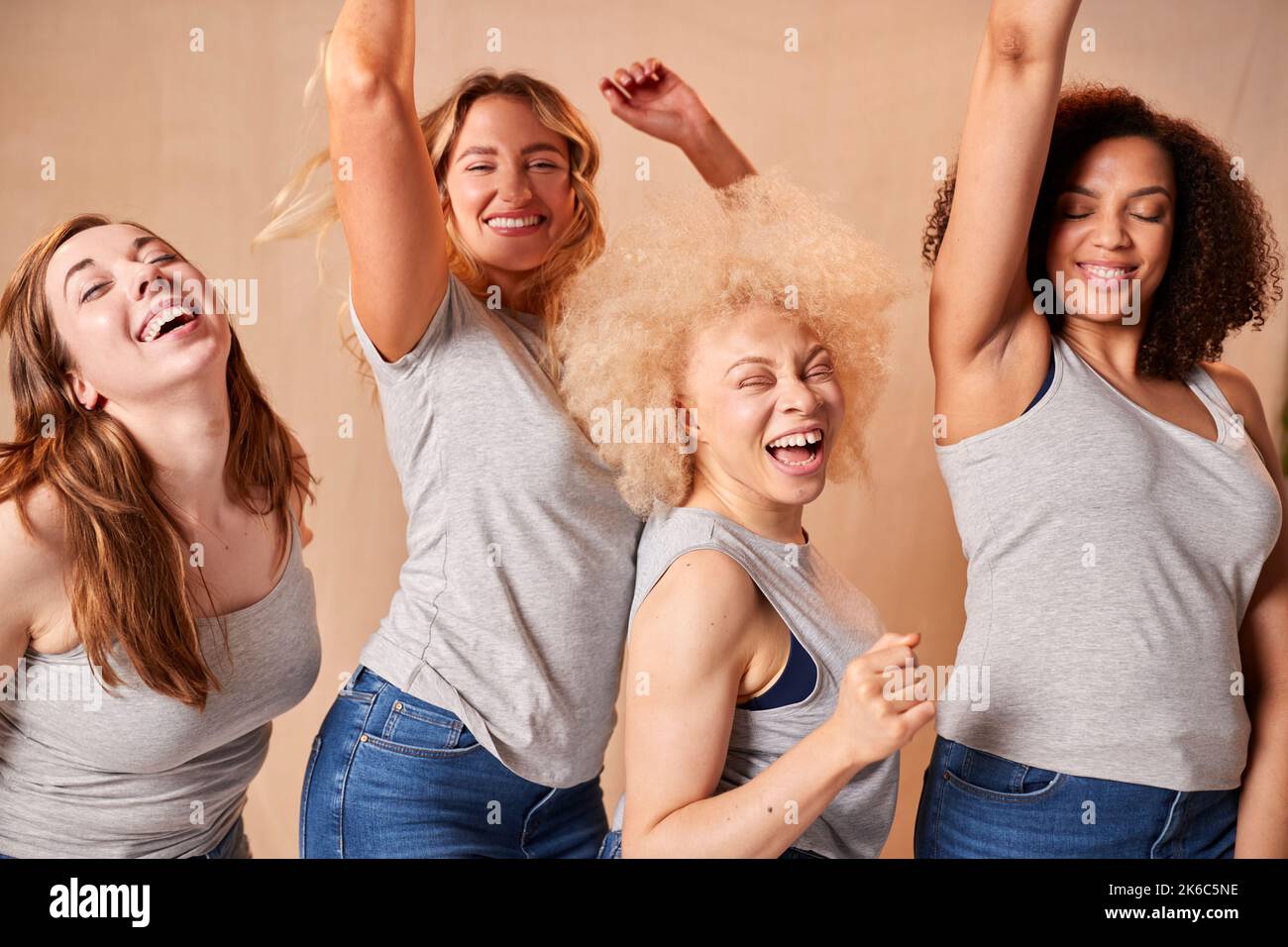 Group Of Diverse Casually Dressed Women Friends One With Prosthetic ...