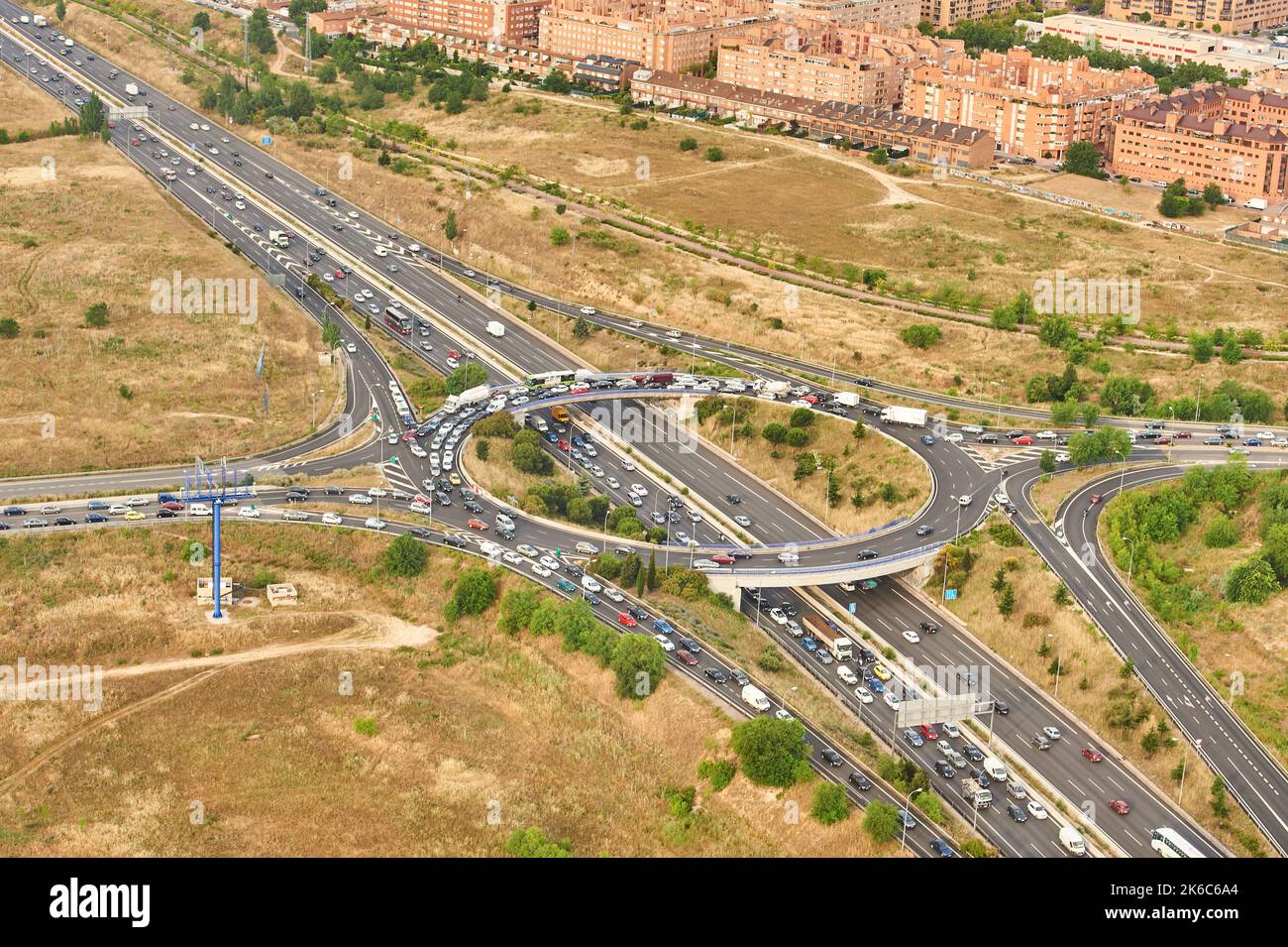 Aerial view of a highway with traffic Stock Photo - Alamy