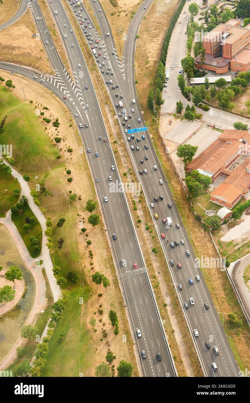 Aerial view of a highway with traffic Stock Photo - Alamy
