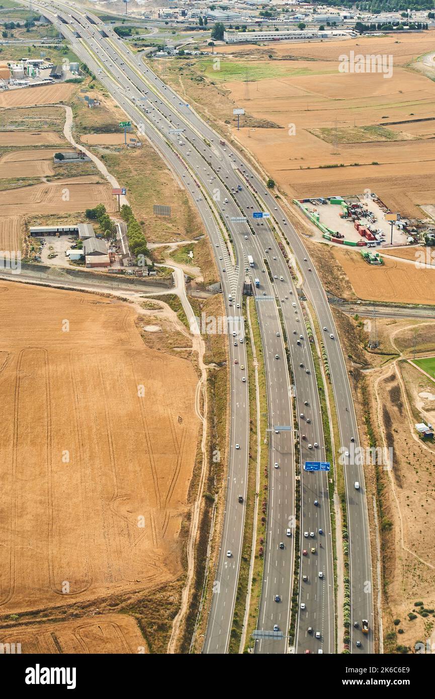 Aerial view of a highway with traffic Stock Photo - Alamy