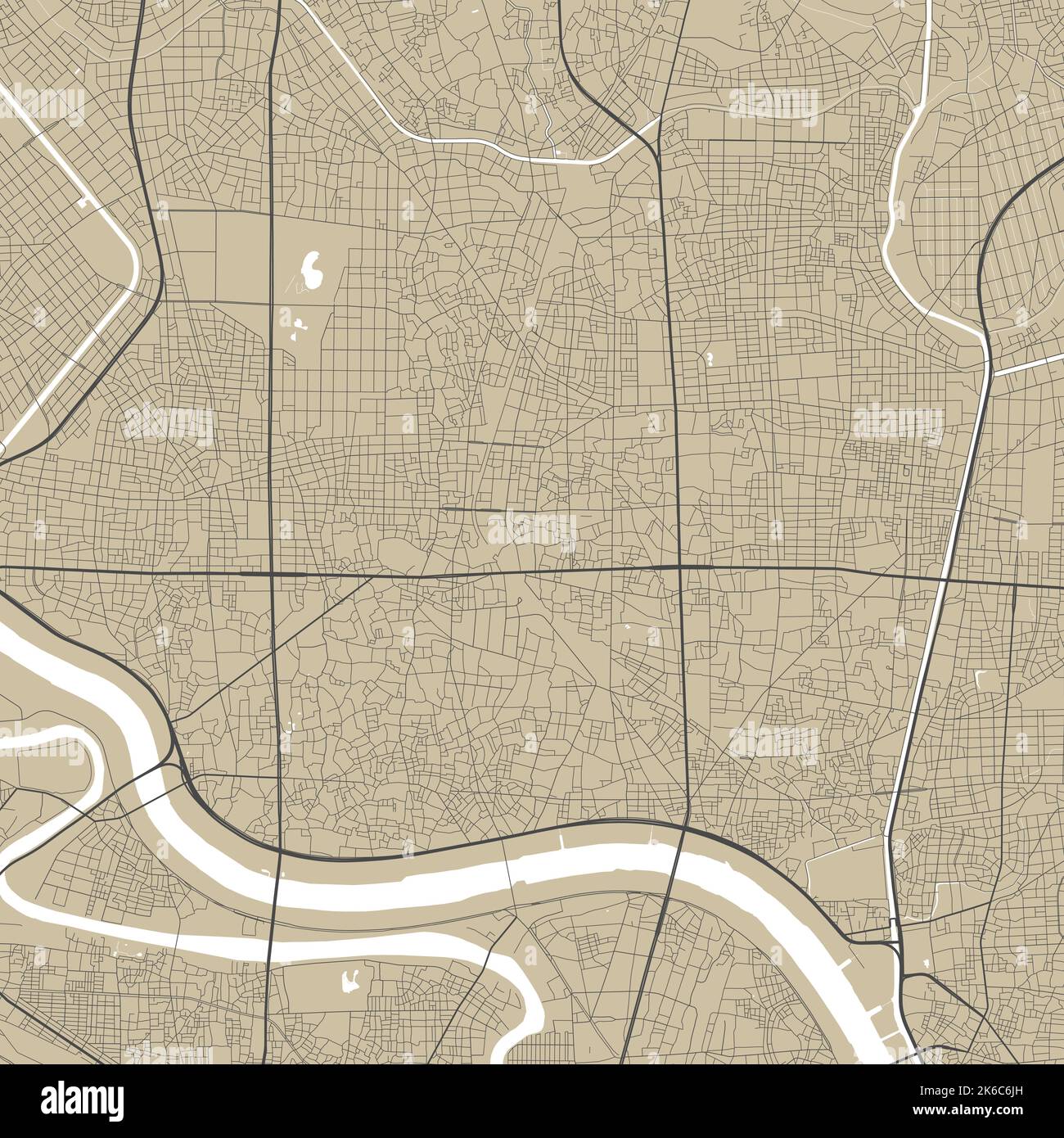 Vector map of Adachi, Japan. Urban city road map poster illustration. Adachi map art Stock ...