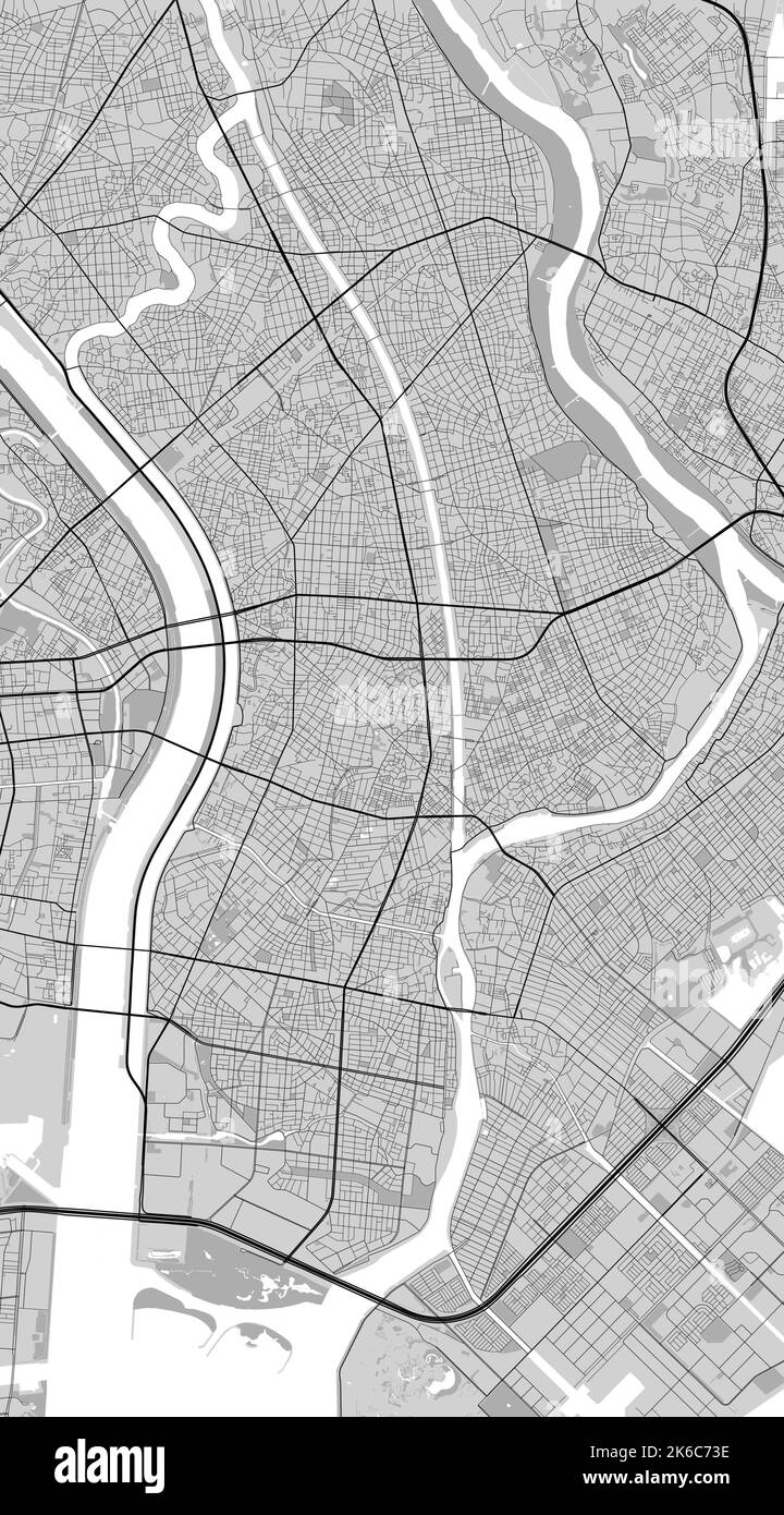 Map of Edogawa city. Urban black and white poster. Road map image with ...