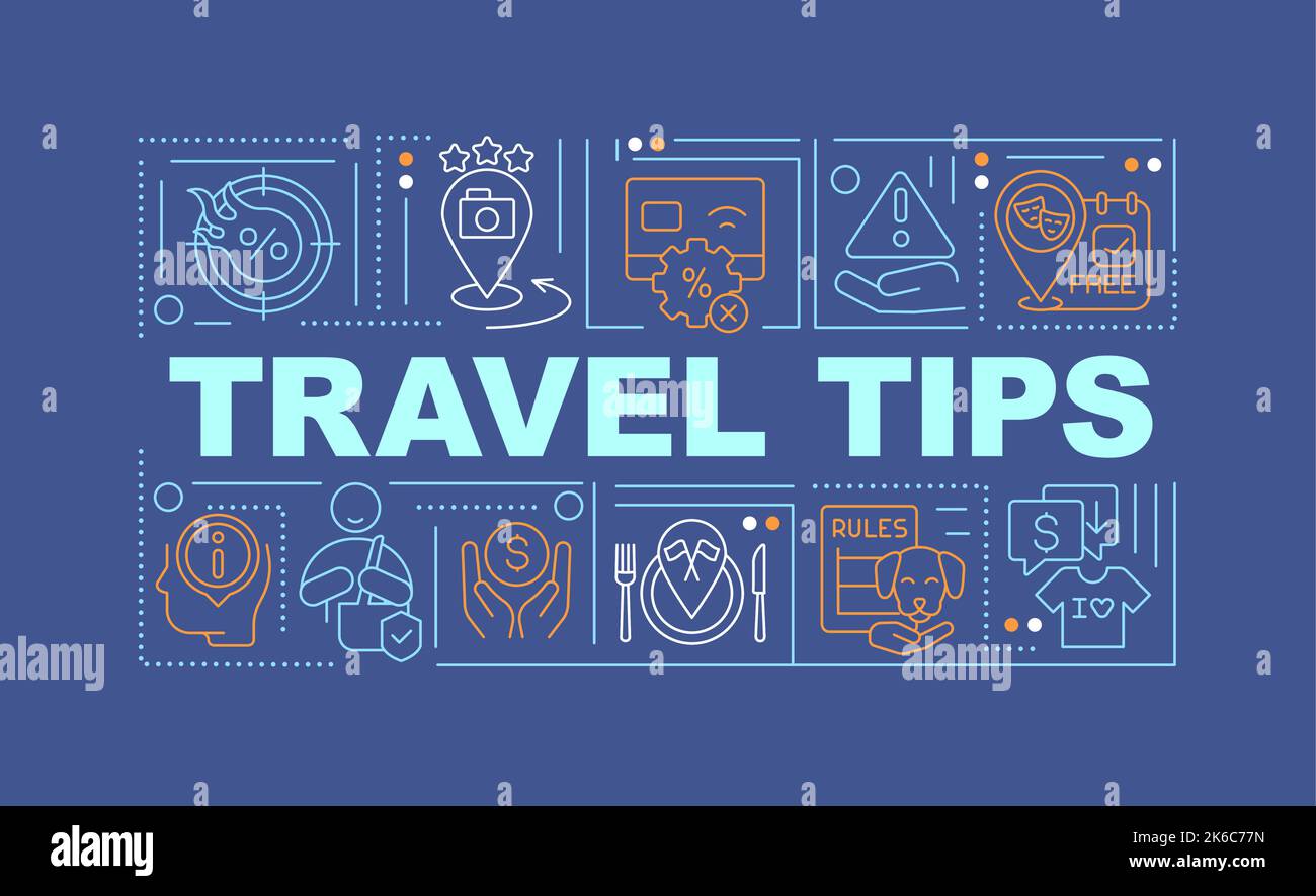 Travel tips word concepts dark blue banner Stock Vector Image & Art - Alamy