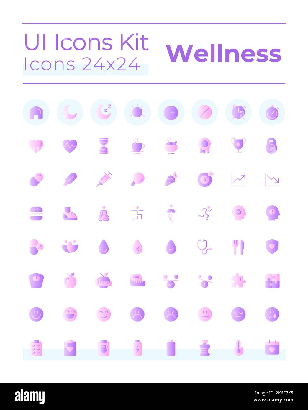 Health and wellness flat gradient two-color ui icons set Stock Vector ...