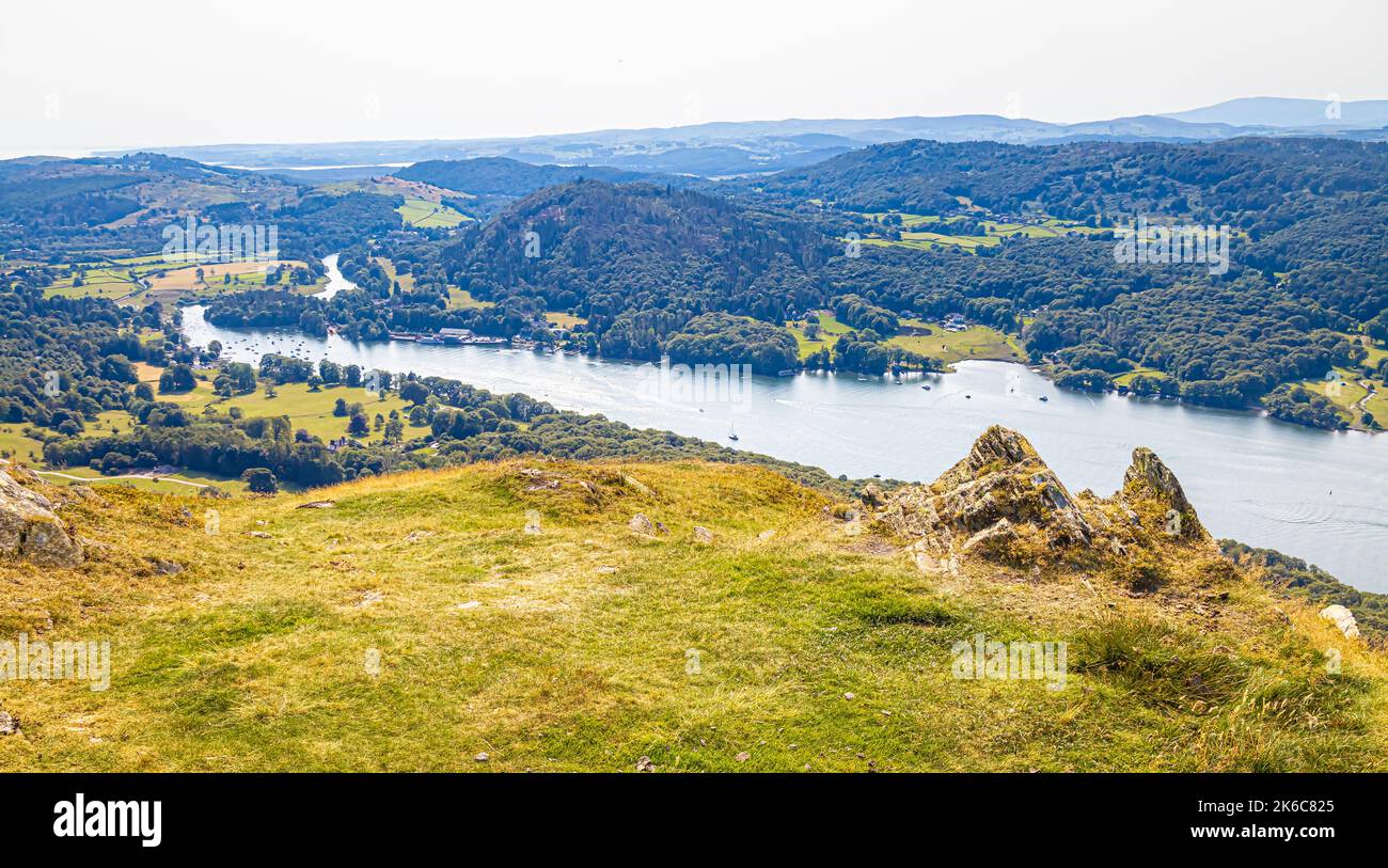 Aerial view of Windermere in Lake District, a region and national park ...