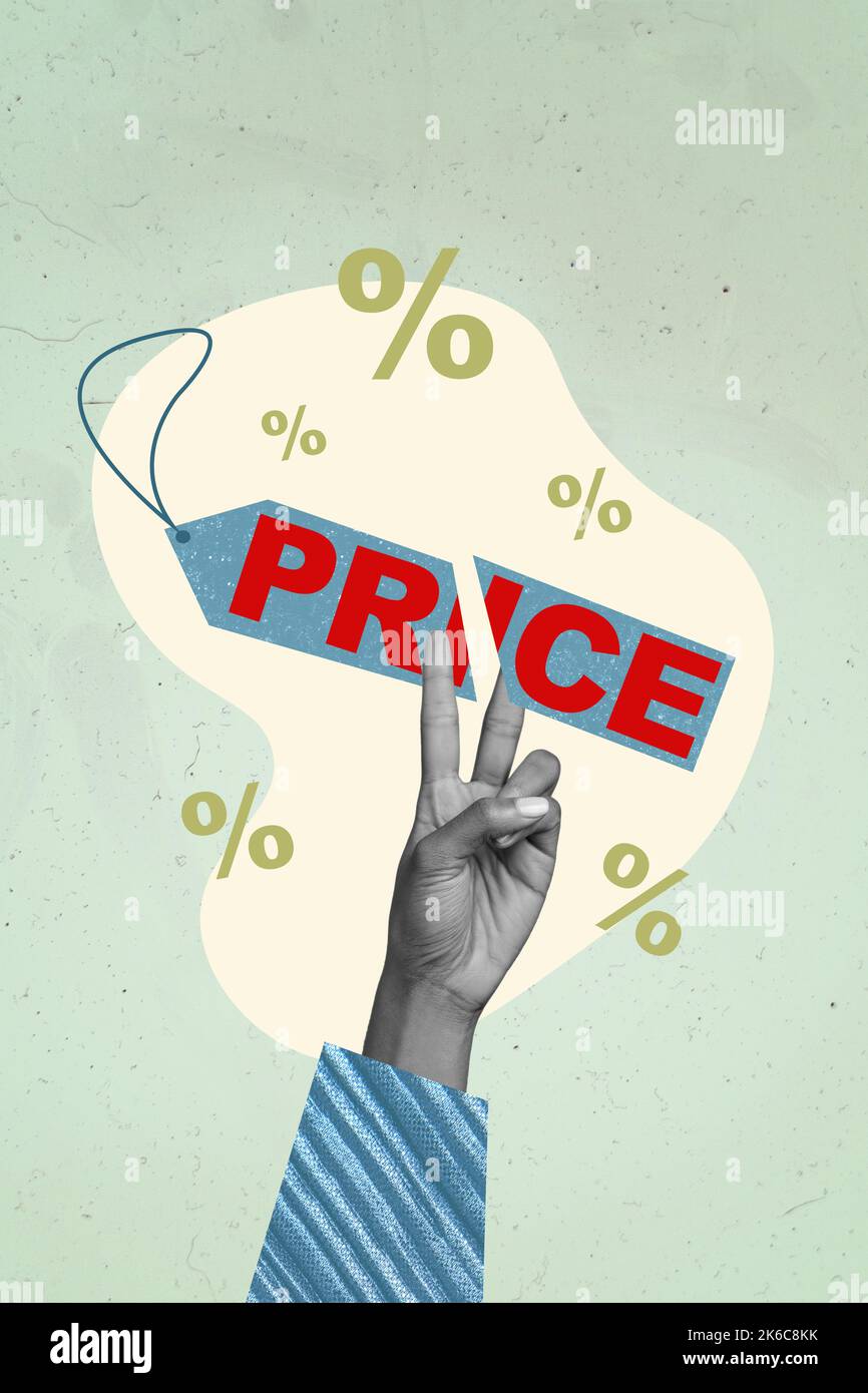 Collage magazine image flyer black friday advert human hands cutting ...