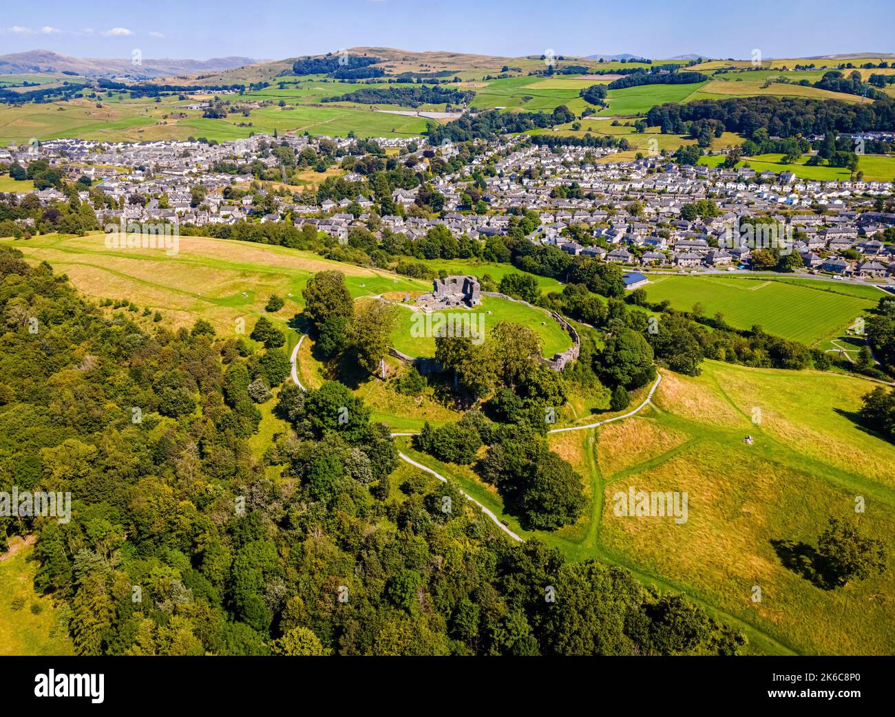 Aerial view of Kendal in Lake District, a region and national park in ...