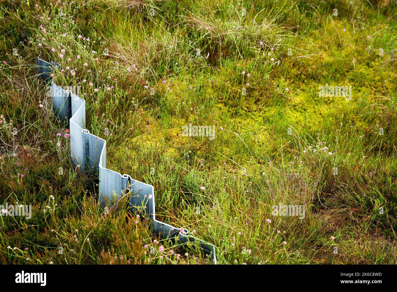 Drain blocking using plastic panels to restore peatland health has been ...