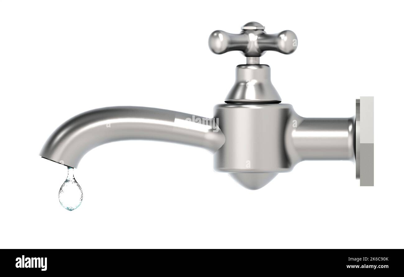 Water faucet isolated on white background, 3d rendering Stock Photo - Alamy
