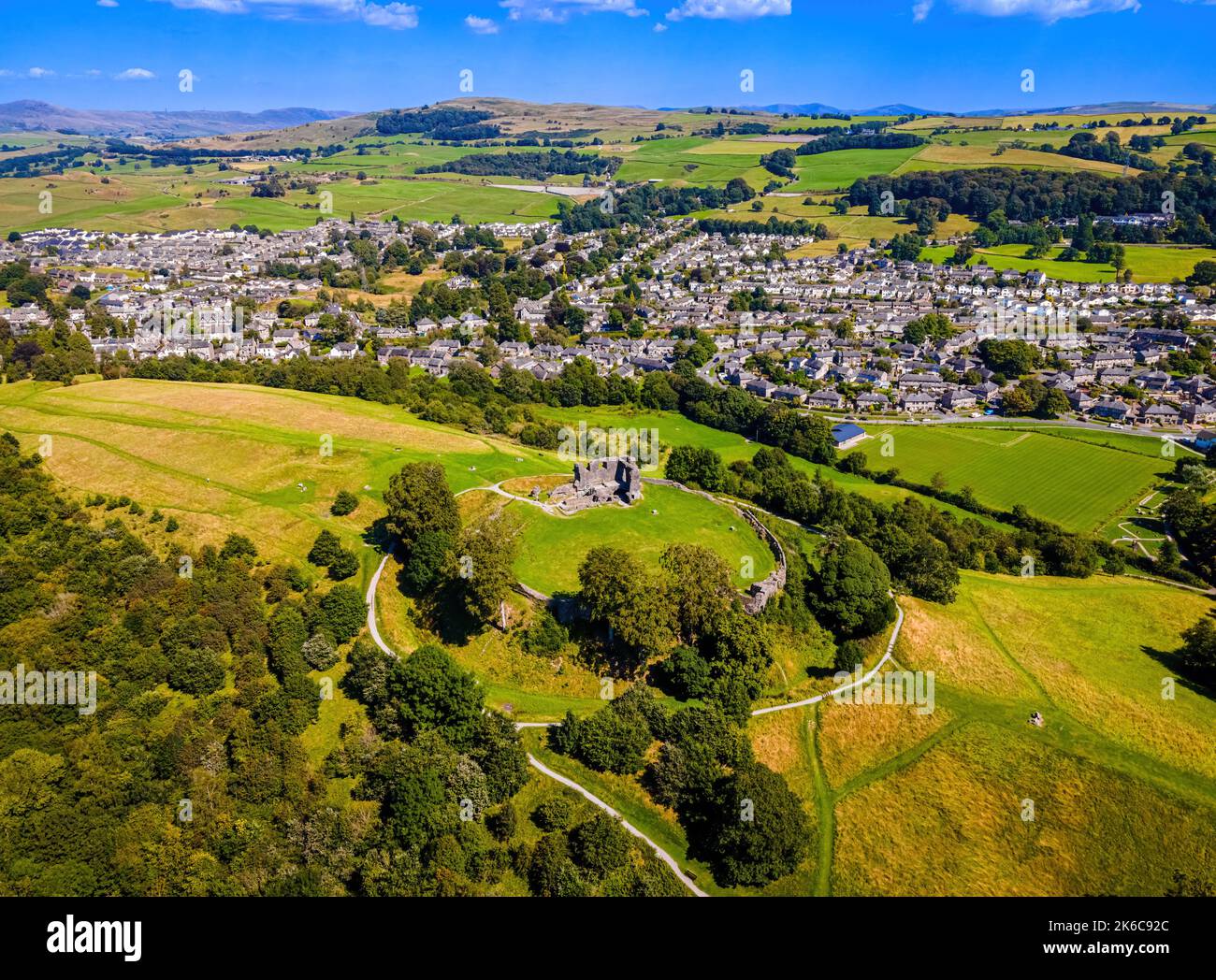 Aerial view of Kendal in Lake District, a region and national park in ...