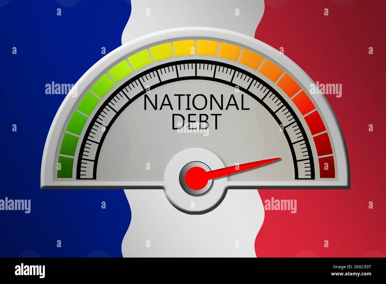 France national debt measuring device with arrow and scale, 3d ...
