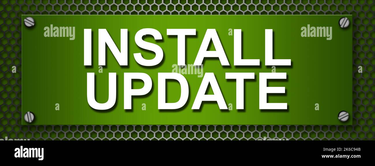 Install update text quote on a banner, 3d rendering Stock Photo - Alamy