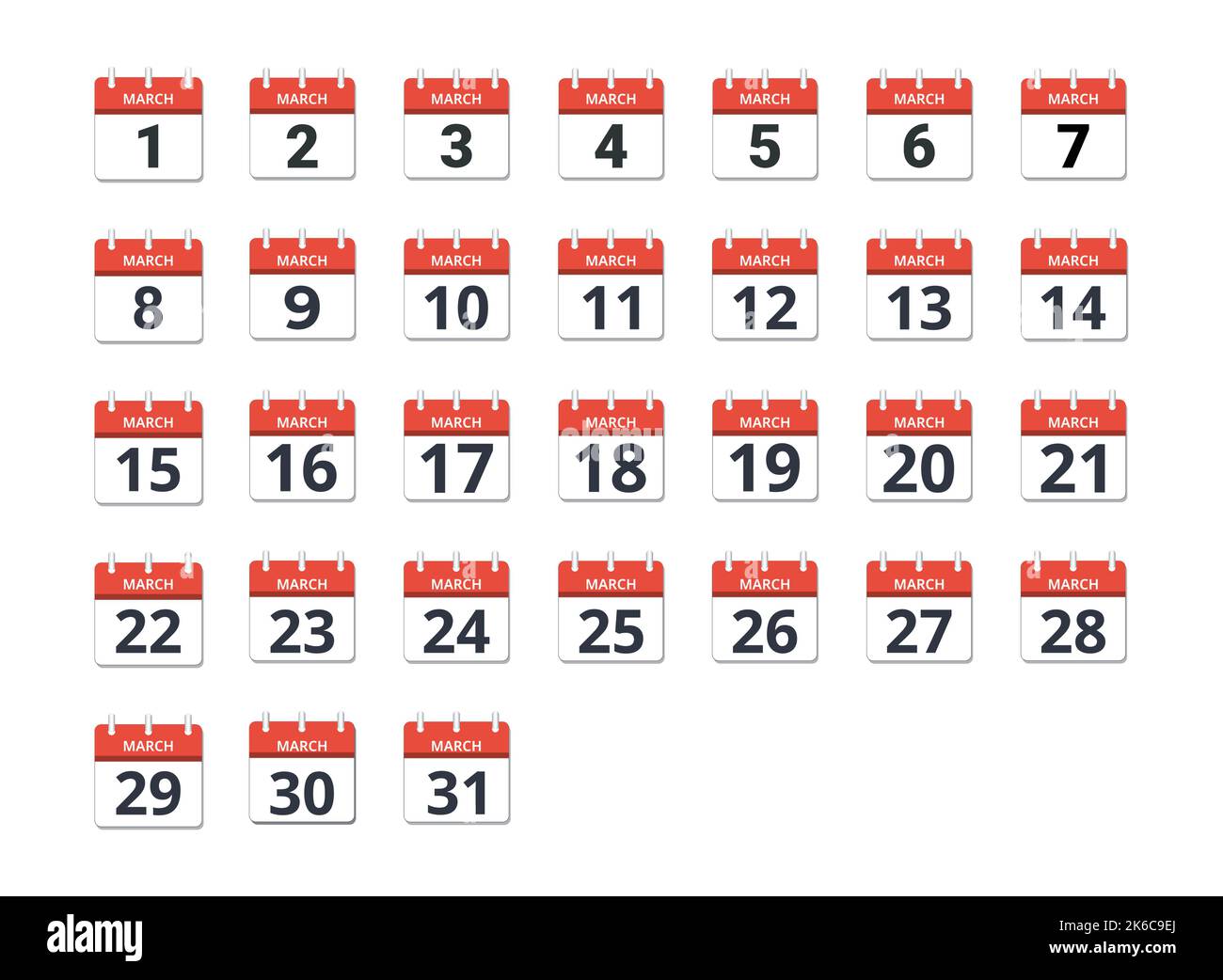 March month calendar set, concept of schedule, business and tasks Stock ...