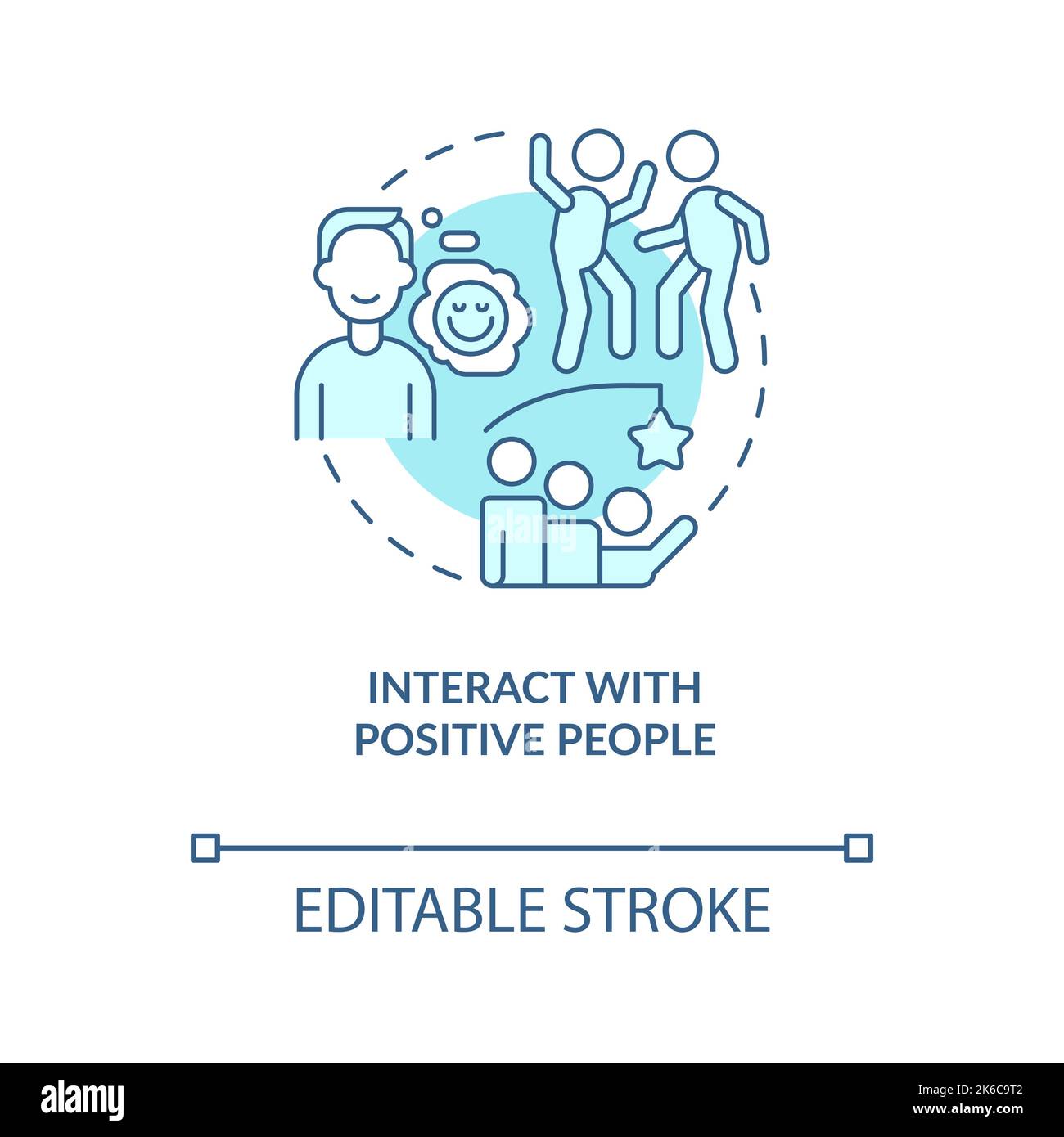 Interact with positive people turquoise concept icon Stock Vector Image ...