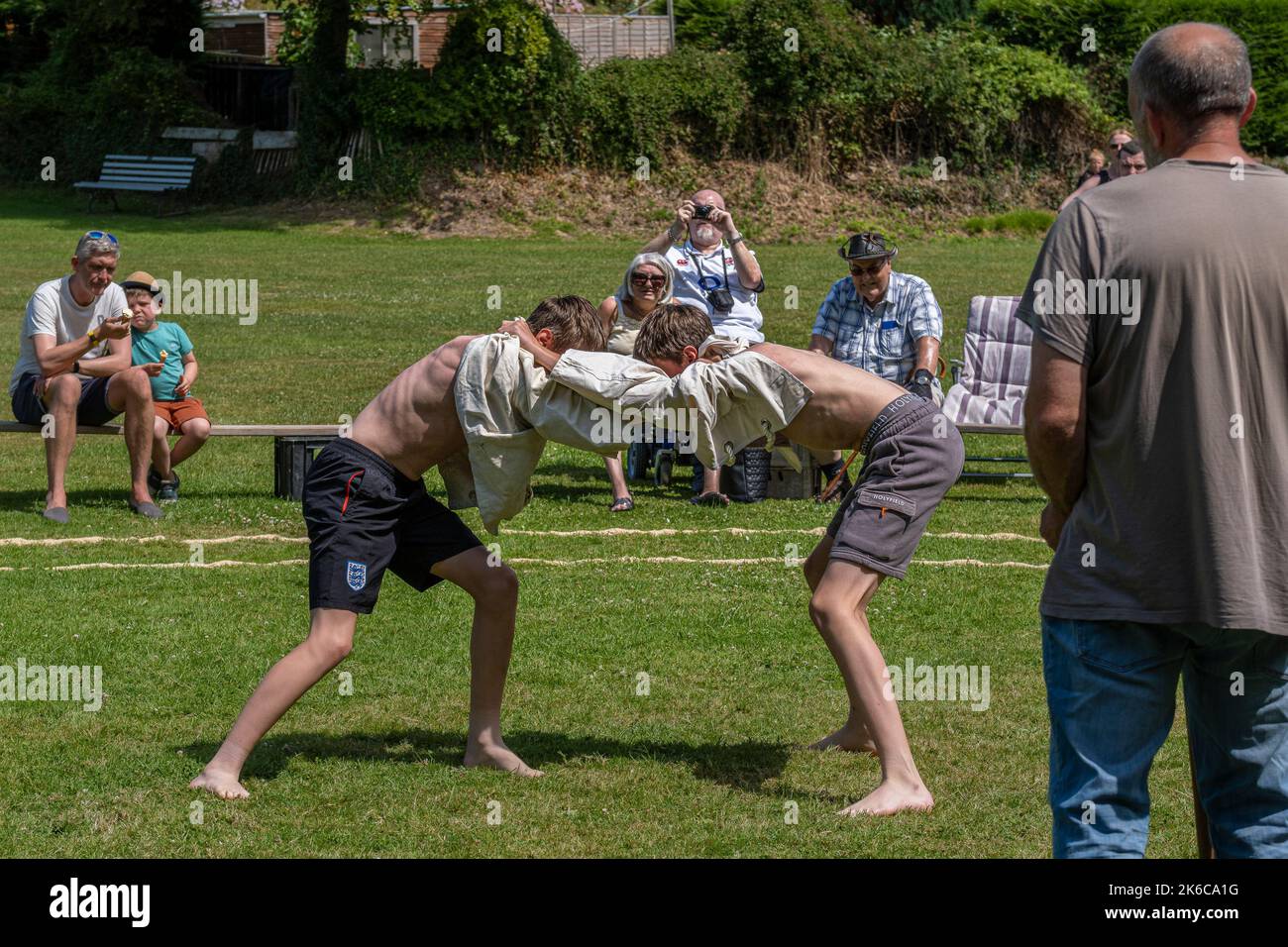 Two young teenagers brothers competing in the Grand Cornish Wrestling ...